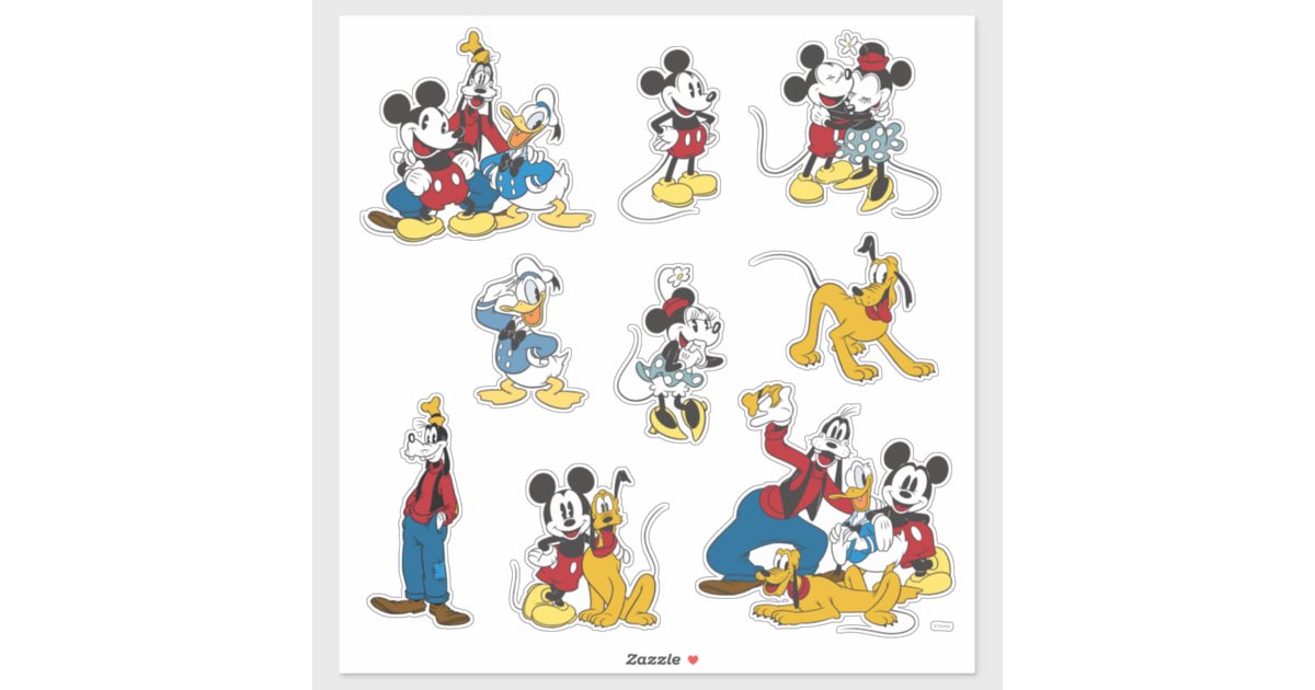Classic Vintage Mickey and Friends Sticker | Zazzle