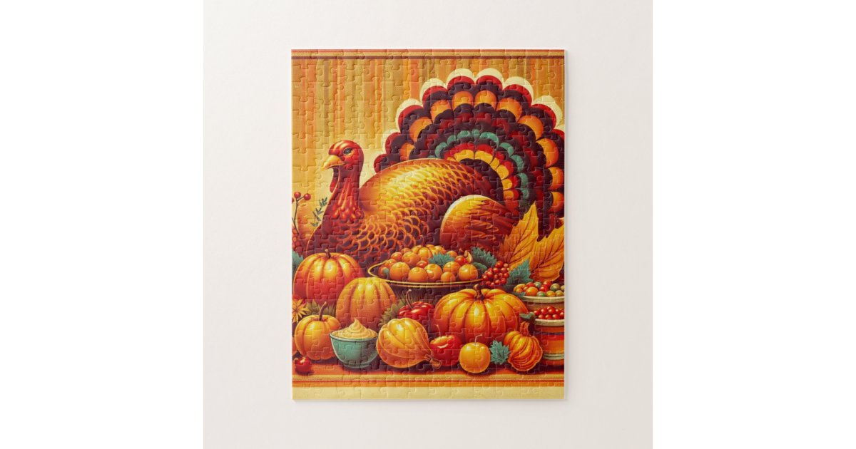 classic/vintage Thanksgiving Turkey Jigsaw Puzzle | Zazzle