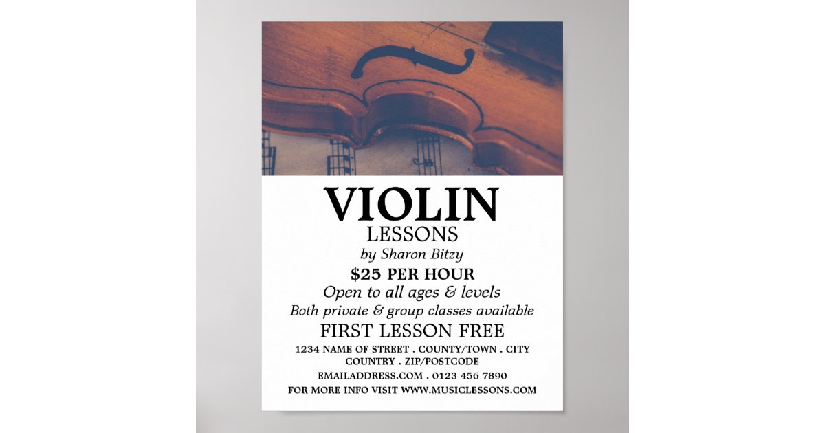 Classic Violin, Violin Lessons Advertising Poster | Zazzle