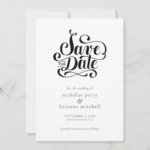 Classic Wedding Calligraphy Modern Elegant Save The Date | Zazzle