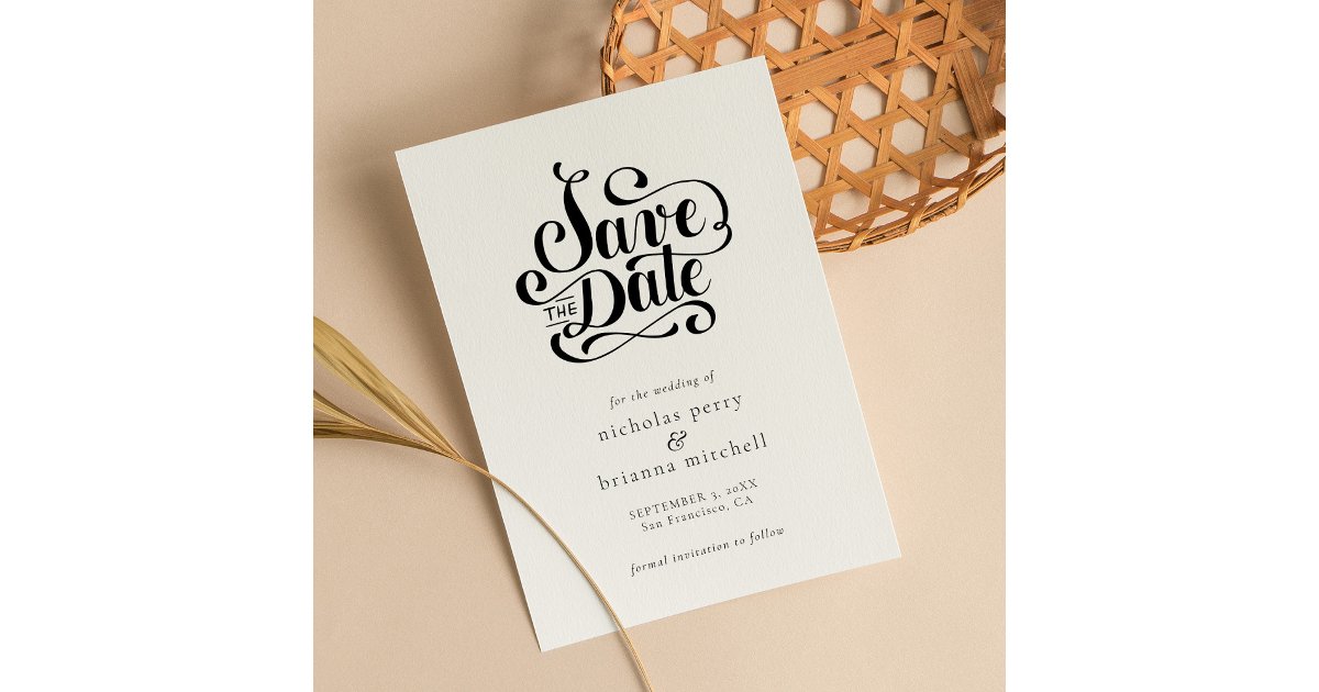 Classic Wedding Calligraphy Modern Elegant Save The Date | Zazzle