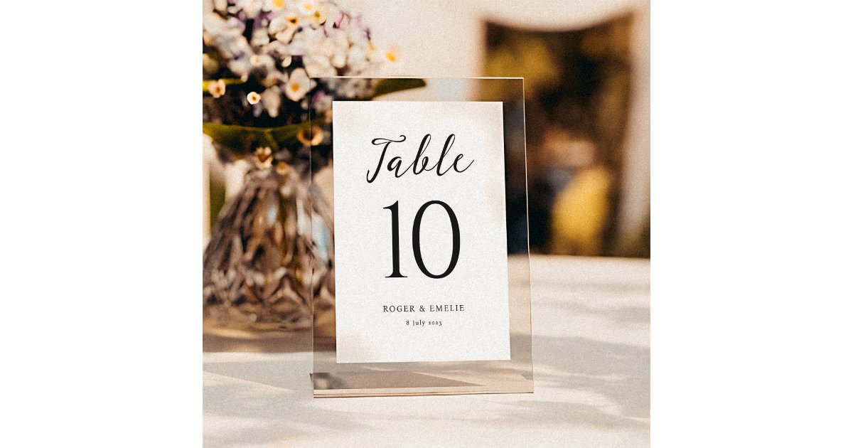 Classic Wedding Calligraphy Table Number Sign | Zazzle