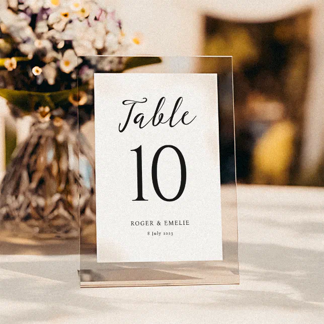 Classic Wedding Calligraphy Table Number Sign | Zazzle