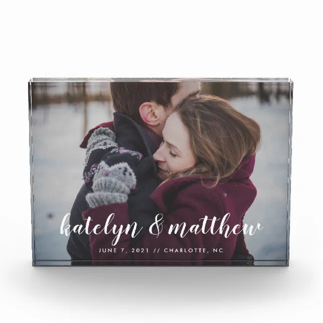 Classic Wedding Date Custom Photo Block | Zazzle