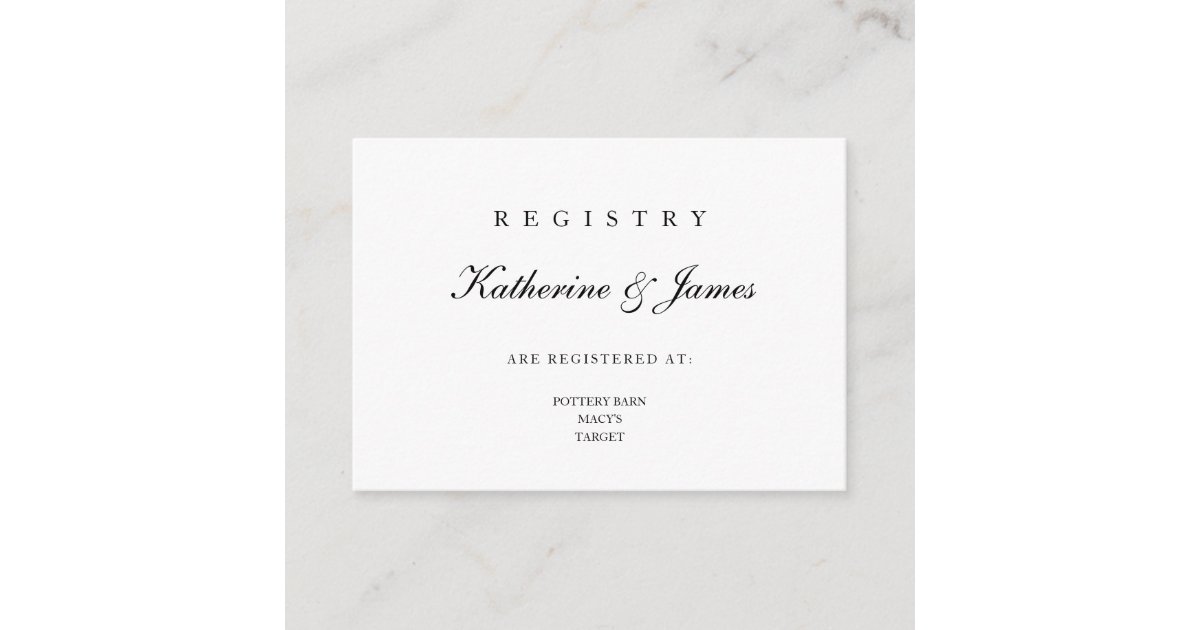 Classic Wedding Invitation Registry Card | Zazzle