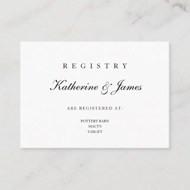 Classic Wedding Invitation Registry Card | Zazzle
