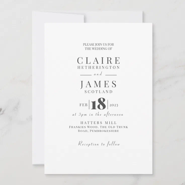Classic Wedding Invite Template 10a, | Zazzle