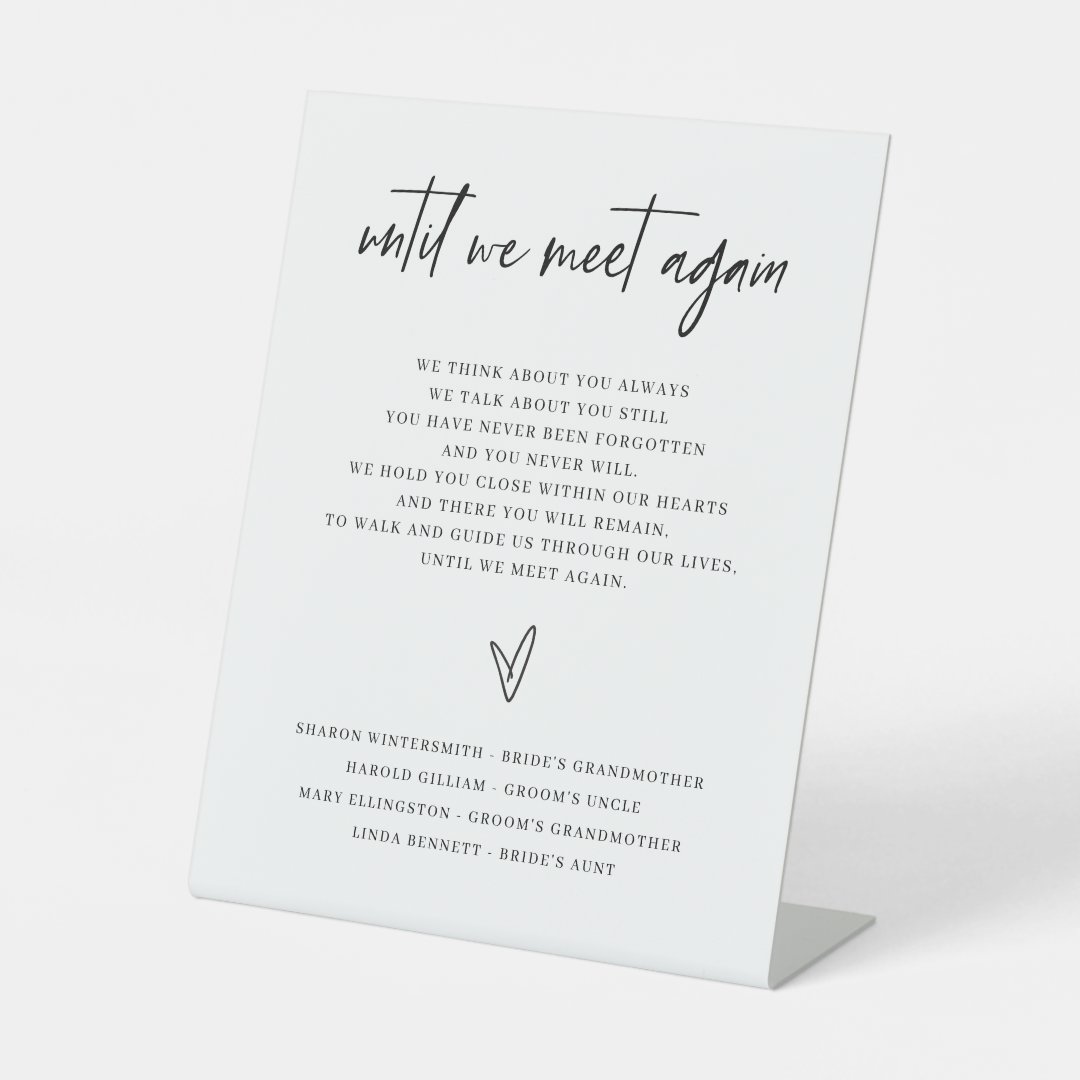 Classic Wedding Memorial Sign Family Remembrance | Zazzle