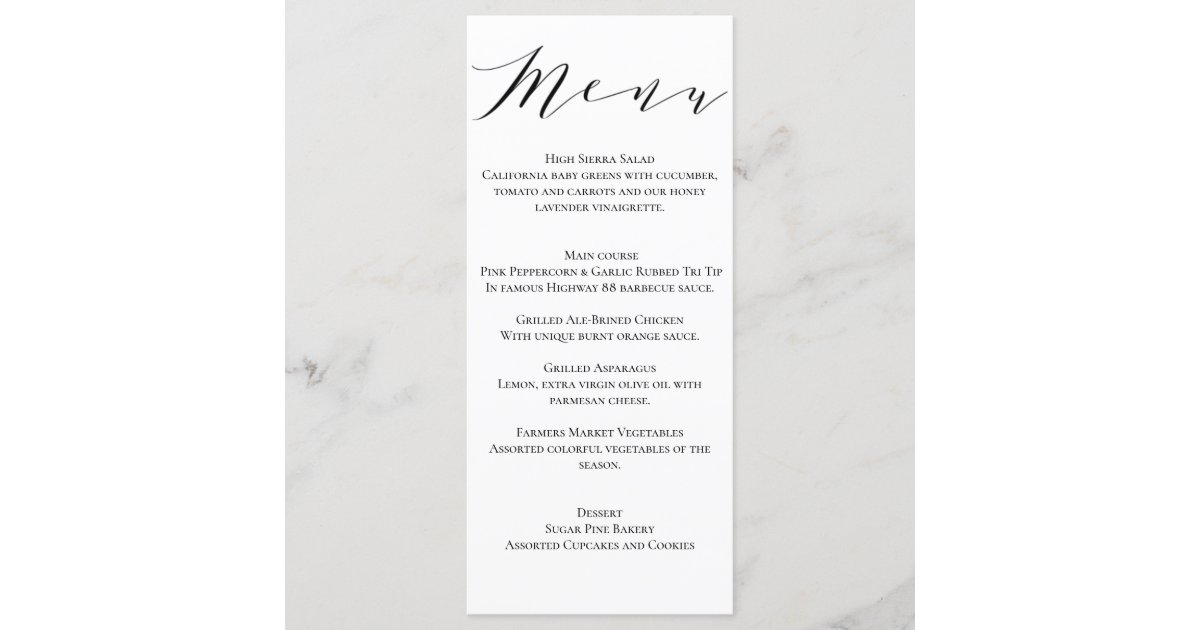 Classic Wedding Menu | Zazzle