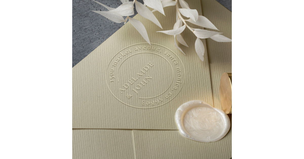 Classic Wedding Names & Round Return Address Embosser | Zazzle