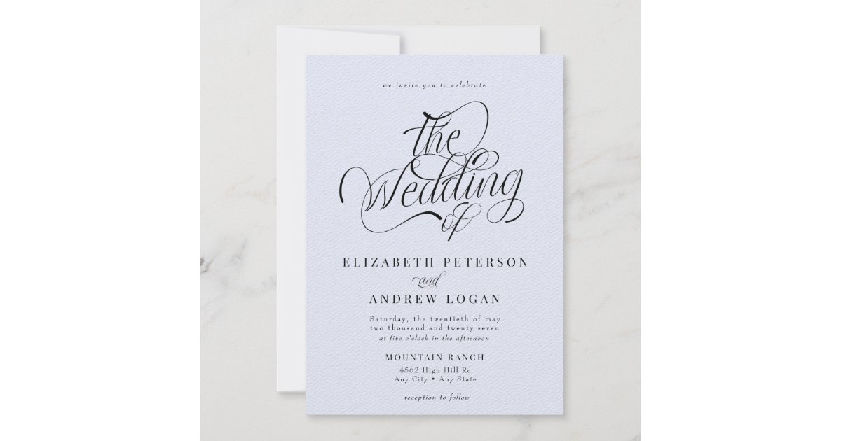 Classic Wedding Script Invitation | Zazzle