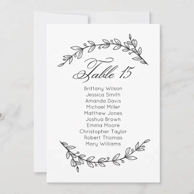 Classic wedding seating chart. Table plan 15 Invitation | Zazzle