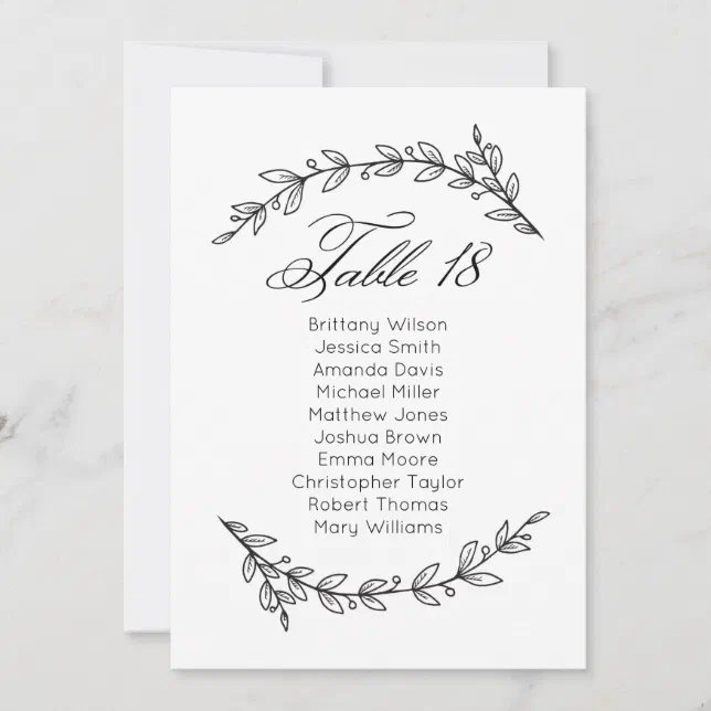 Classic wedding seating chart. Table plan 18 Invitation | Zazzle