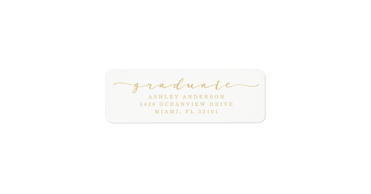 Classic White and Gold Graduation Address Labels | Zazzle