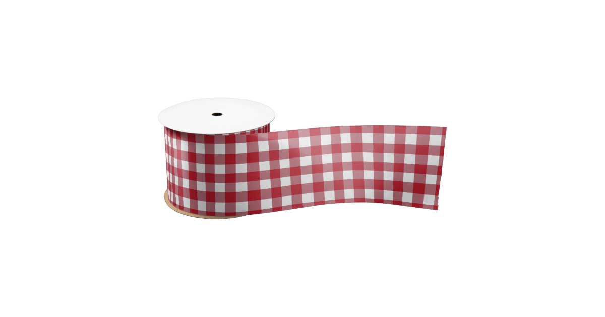 Classic white and red gingham ribbon | Zazzle