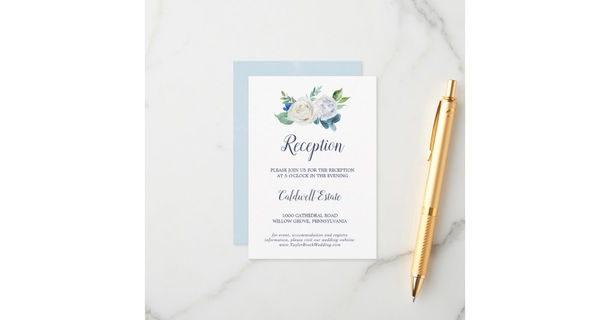 Classic White Flowers Reception Insert Card | Zazzle