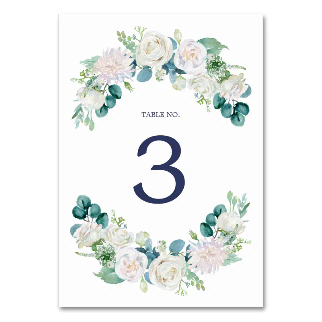 Classic White Flowers Table Number | Zazzle