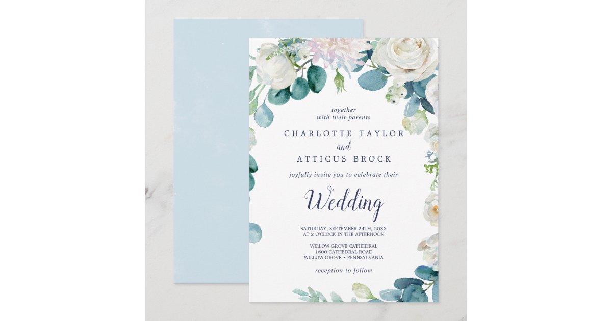 Classic White Flowers Wedding Invitation | Zazzle
