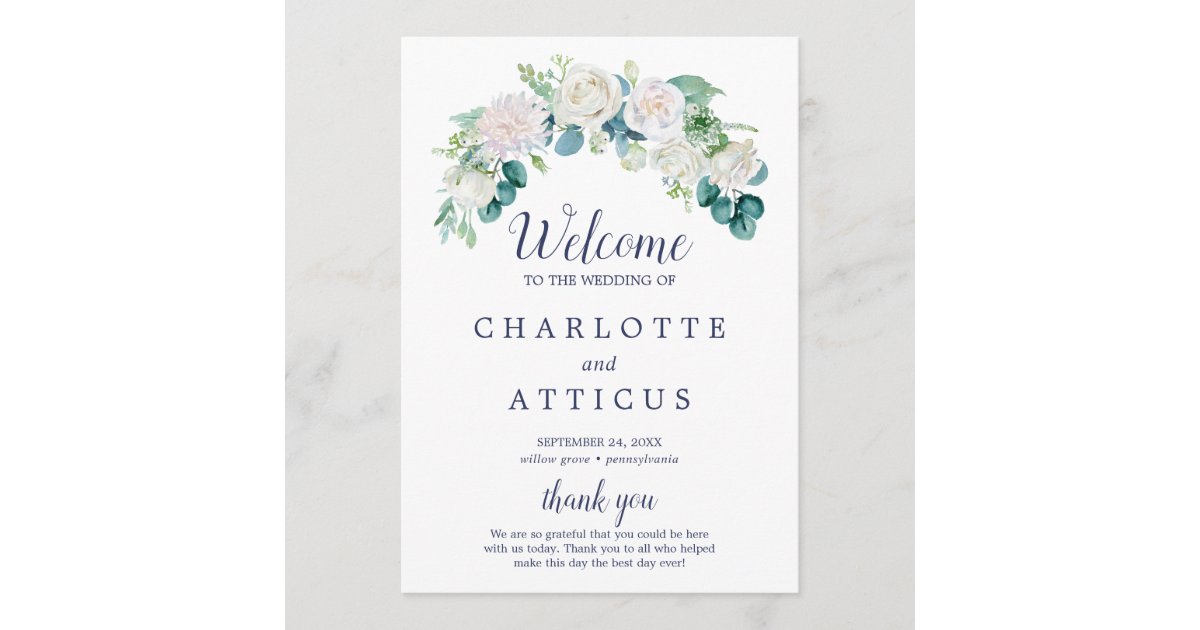 Classic White Flowers Wedding Program | Zazzle.com