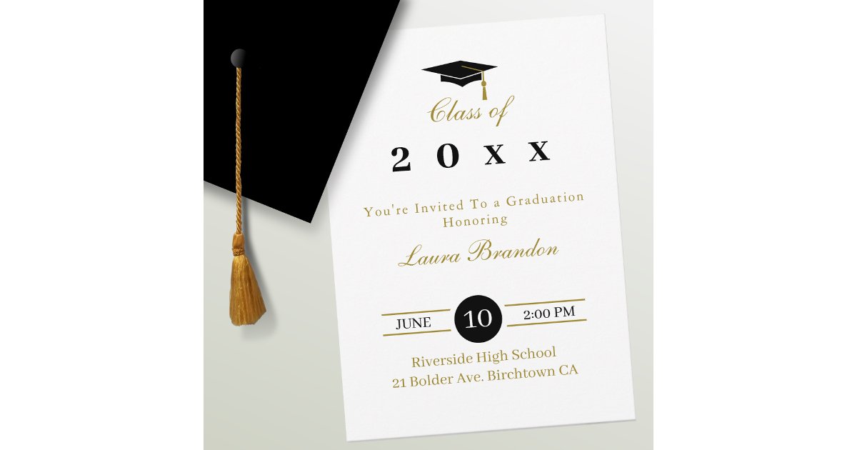 Classic White Graduation Invitation | Zazzle