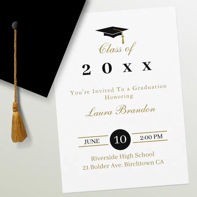 Classic White Graduation Invitation | Zazzle