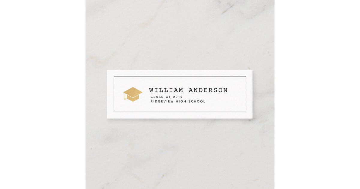 Classic White SImple Graduation Insert Name Card | Zazzle