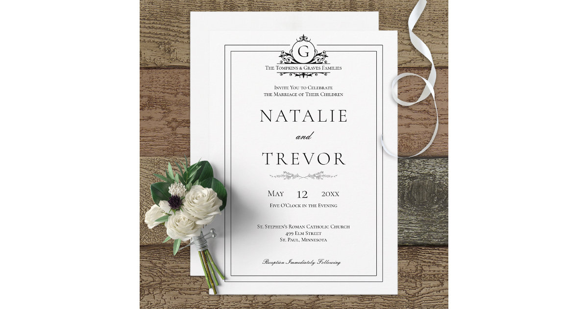 Classic White Wedding Invitation | Zazzle