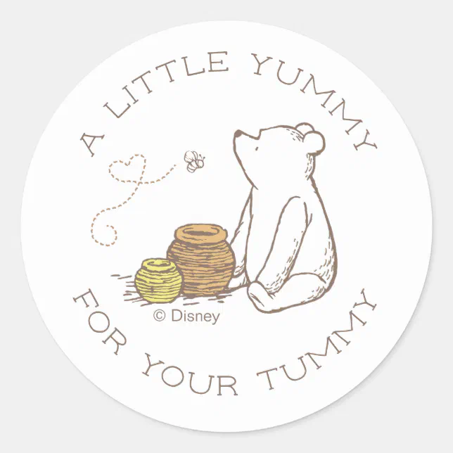 Classic Winnie the Pooh Baby Shower Favor Classic Round Sticker | Zazzle