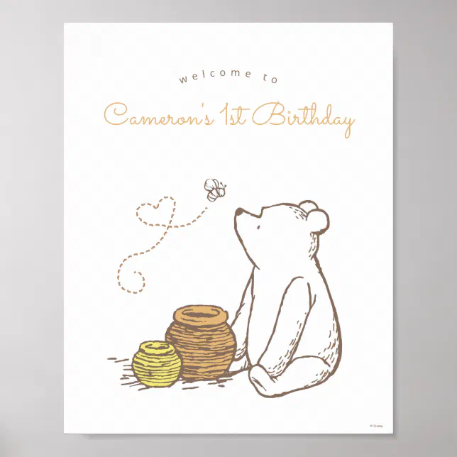 Classic Winnie the Pooh Birthday Welcome Sign | Zazzle