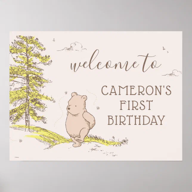 Classic Winnie the Pooh Birthday Welcome Sign | Zazzle