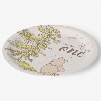 Classic Winnie the Pooh | First Birthday Paper Plates | Zazzle