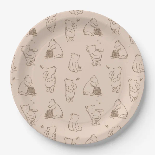 Classic Winnie the Pooh Pattern Paper Plates | Zazzle
