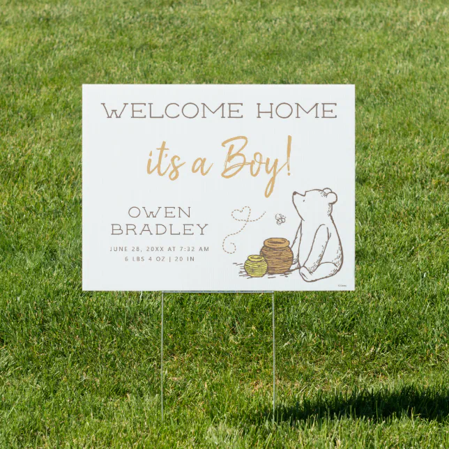 Classic Winnie the Pooh | Welcome Baby Sign | Zazzle