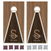 Classic Wood Hue Monogram Triangle Baywood Cornhole Set | Zazzle