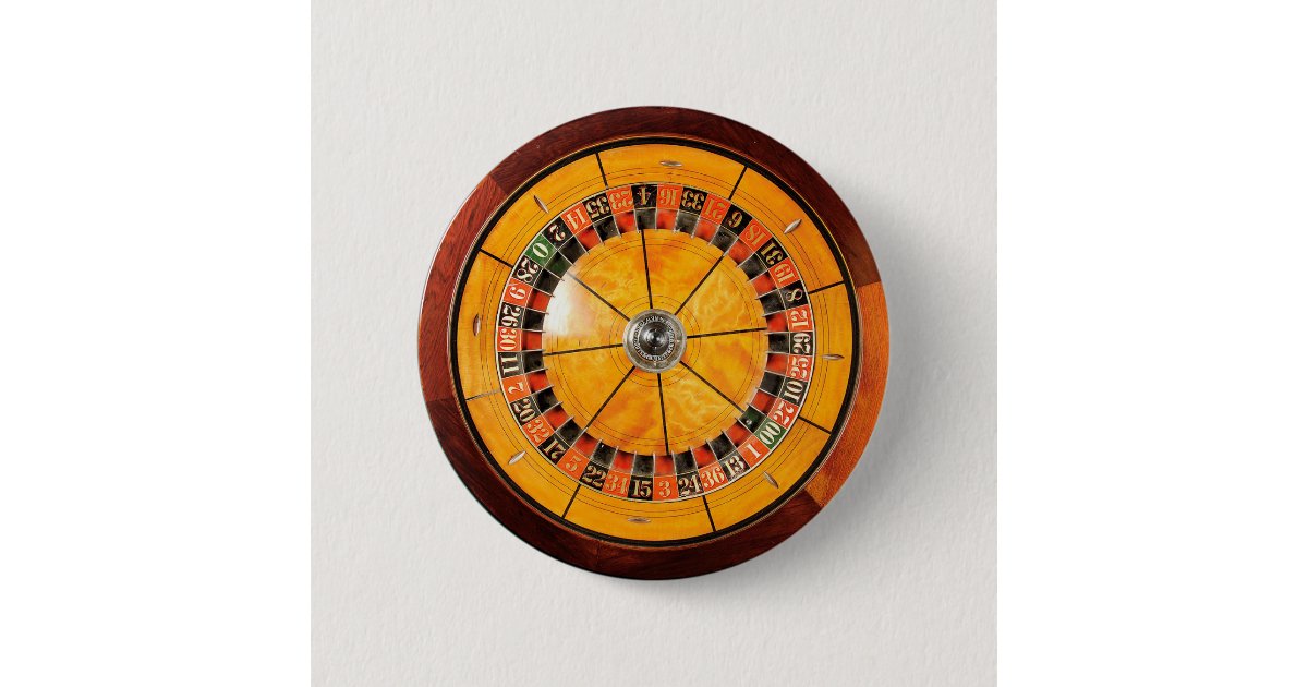 Classic Wooden Roulette Wheel Button | Zazzle