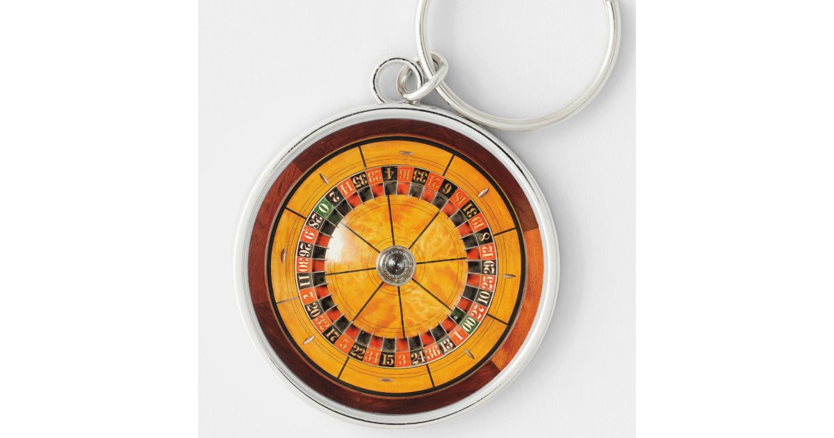 Classic Wooden Roulette Wheel Keychain | Zazzle