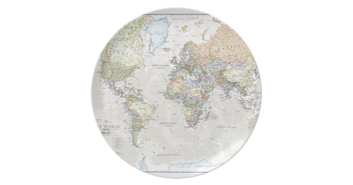 Classic World Map Dinner Plate | Zazzle