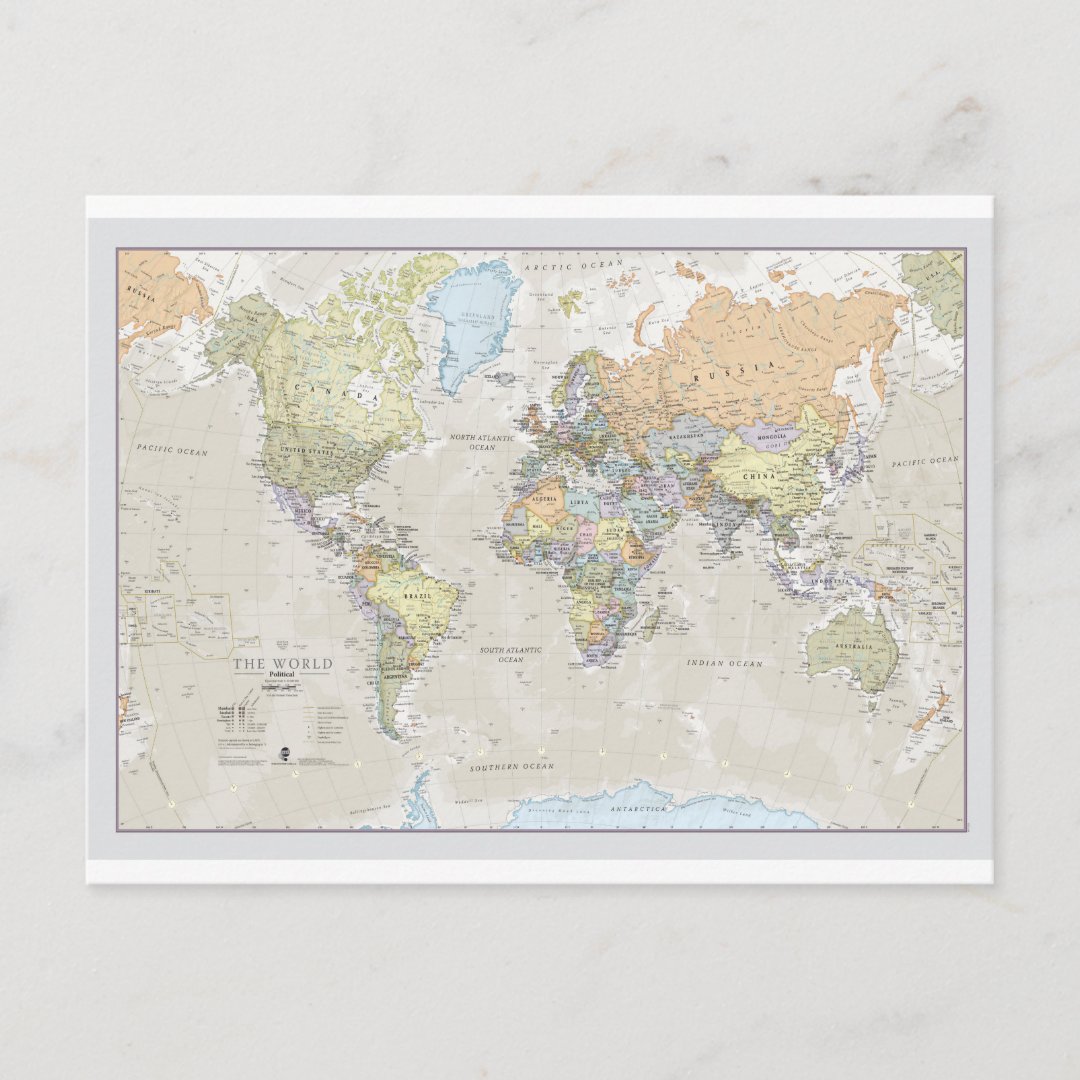 Classic World Map Postcard | Zazzle