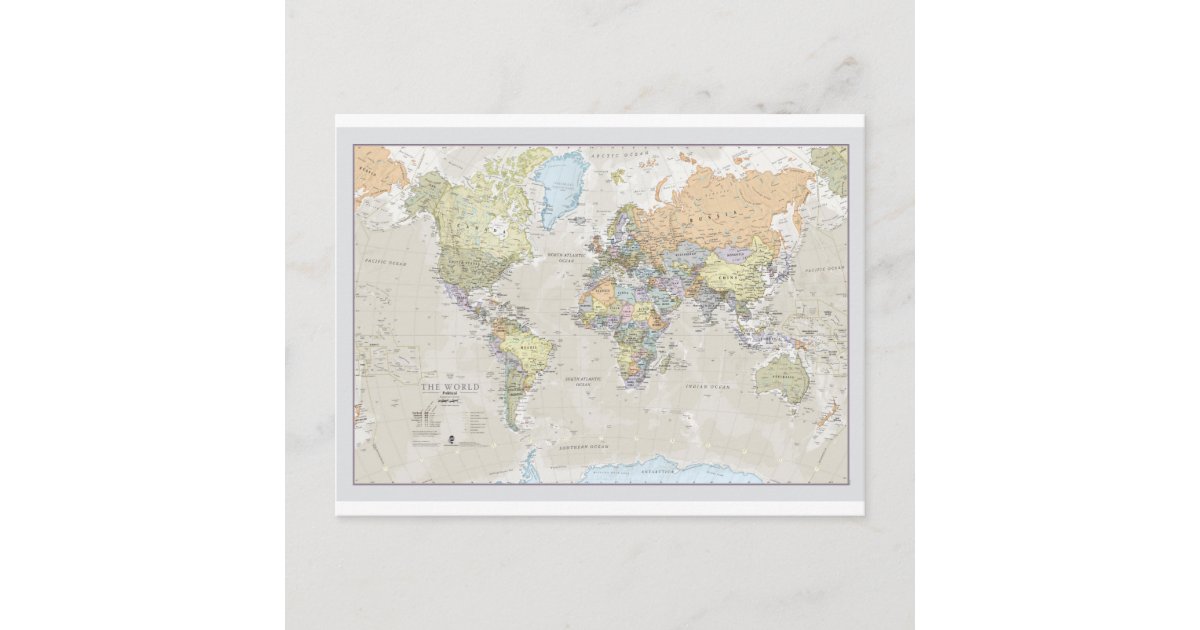 Classic World Map Postcard | Zazzle