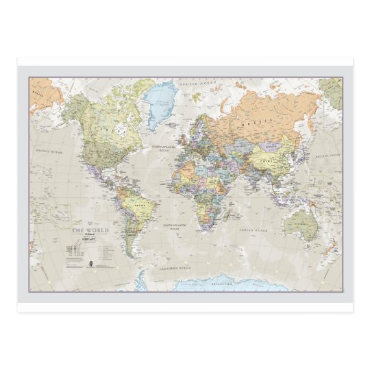 Classic World Map Postcard | Zazzle.com