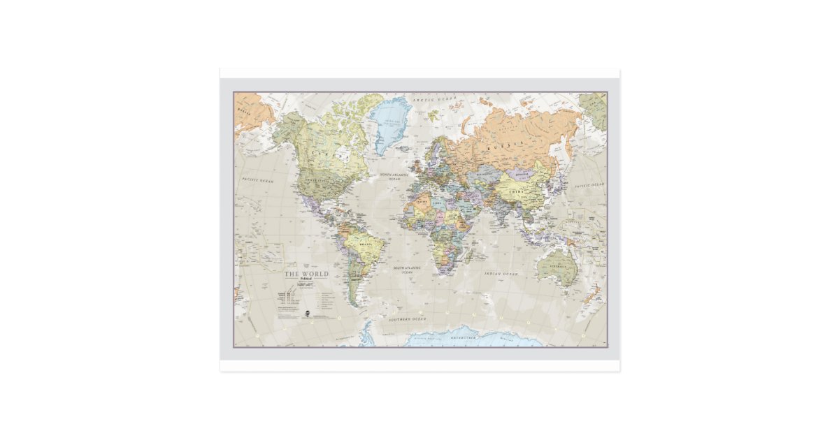 Classic World Map Postcard | Zazzle.com