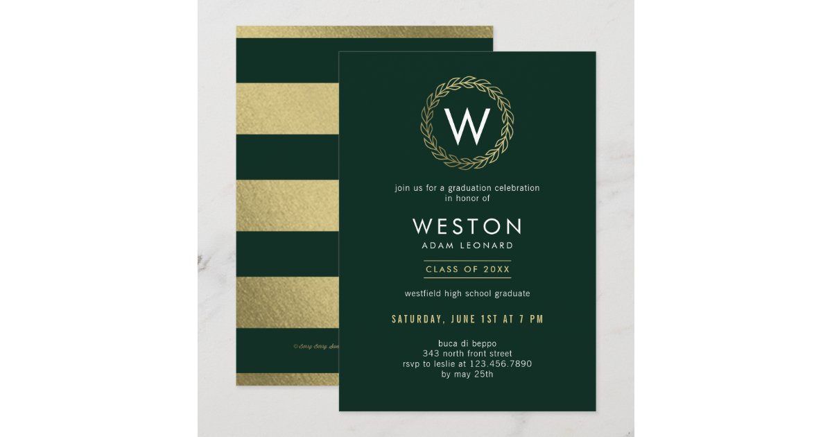 Classic Wreath EDITABLE COLOR Graduation Invite | Zazzle