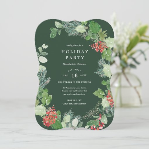 Classic Wreath Holiday Party Invitation | Zazzle