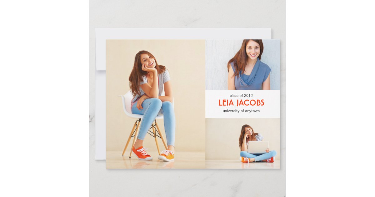 Classic XL 3 Photo Graduation Announcement | Zazzle