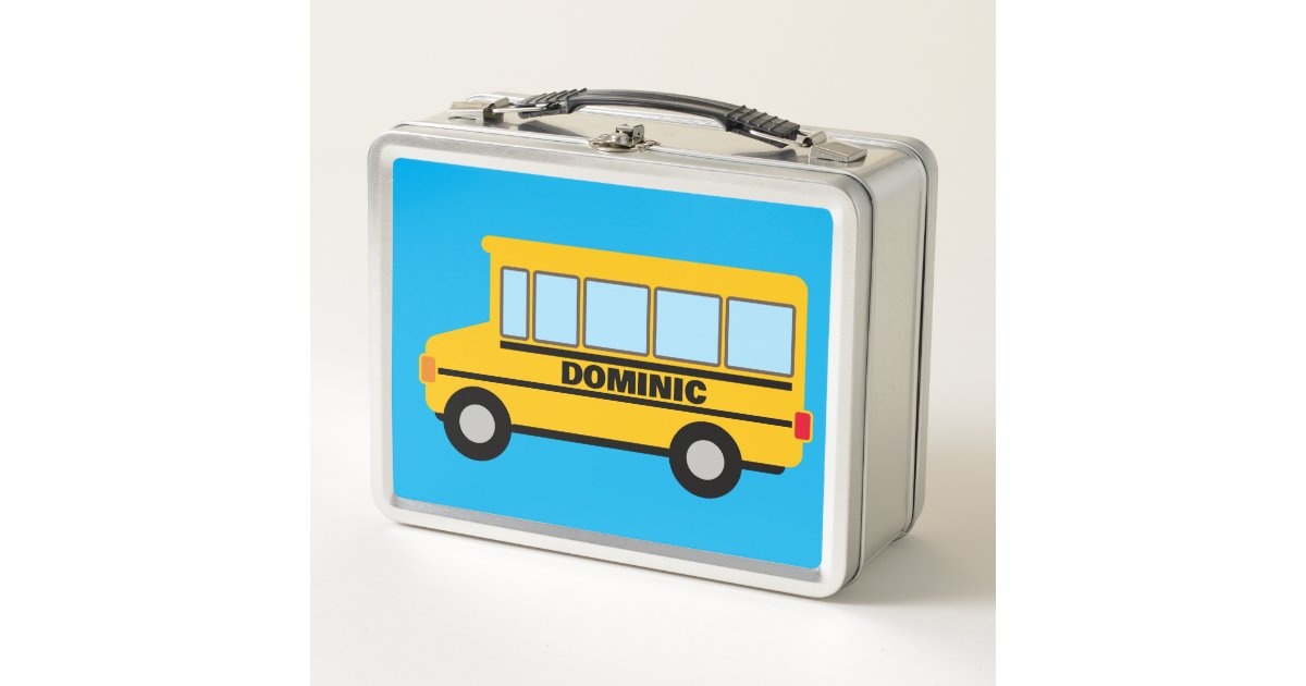 Classic yellow American school bus drawing kid's Metal Lunch Box | Zazzle