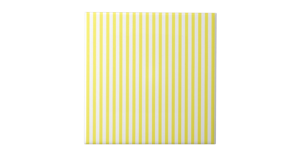 Classic Yellow and White Stripes Ceramic Tile | Zazzle