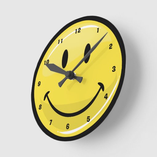 Classic Yellow Happy Face Round Clock | Zazzle