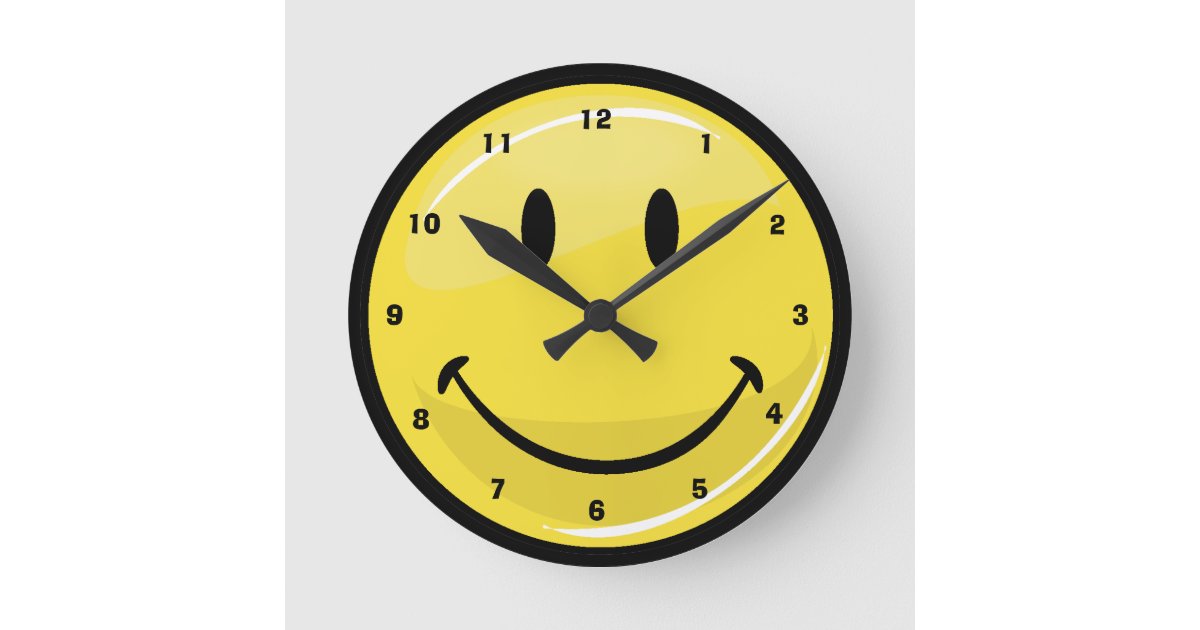 Classic Yellow Happy Face Round Clock | Zazzle