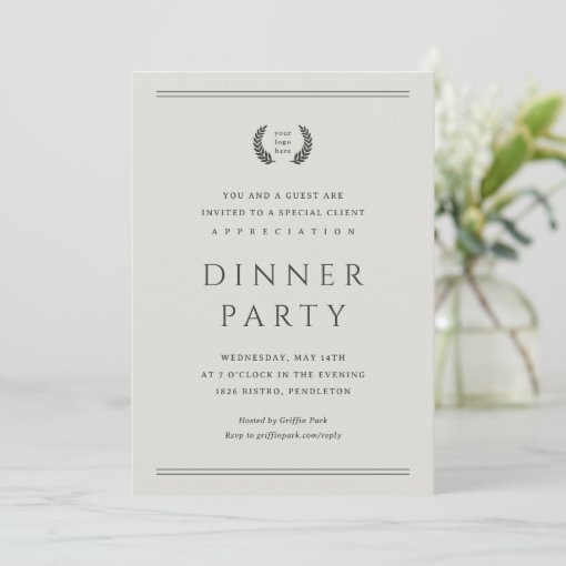 Classic Your Logo Here Business Dinner Party Invitation | Zazzle