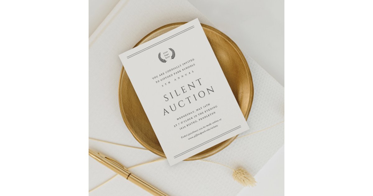 Classic Your Logo Here Business Silent Auction Invitation | Zazzle